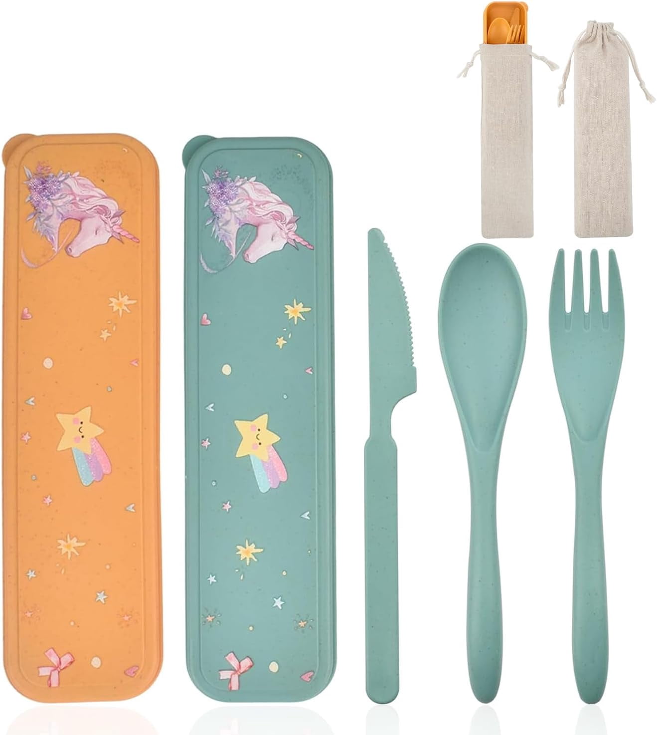 Reusable Travel Utensils Set with Case, 2 Sets Portable Camping Utensil ...