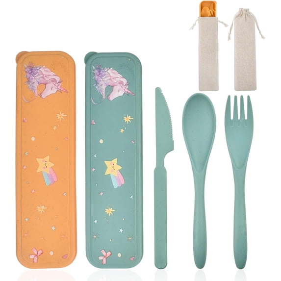 Reusable Travel Utensils Set with Case, 2 Sets Portable Camping Utensil ...