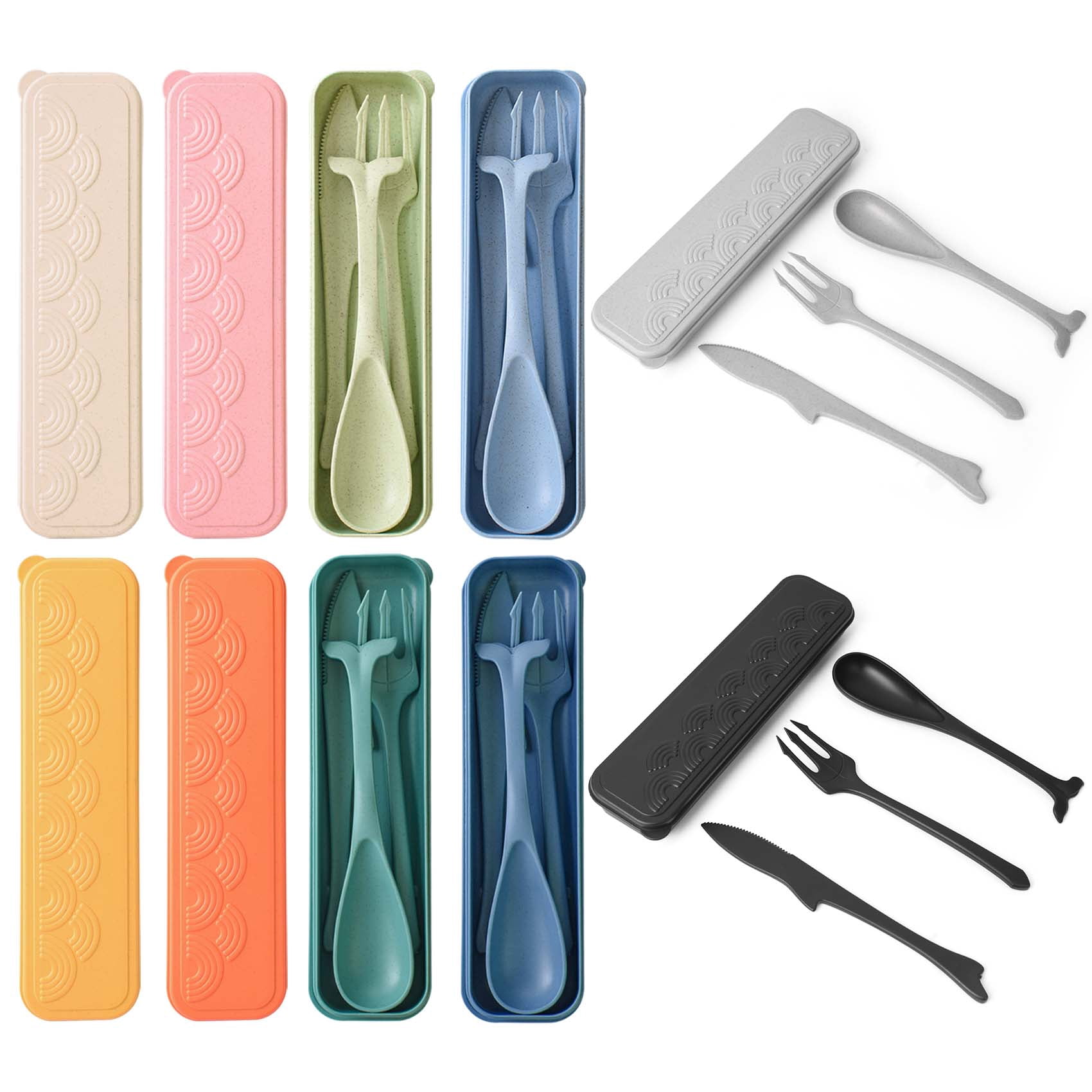 Reusable Travel Utensils With Case, Service for 10, Fish Shaped Camping ...