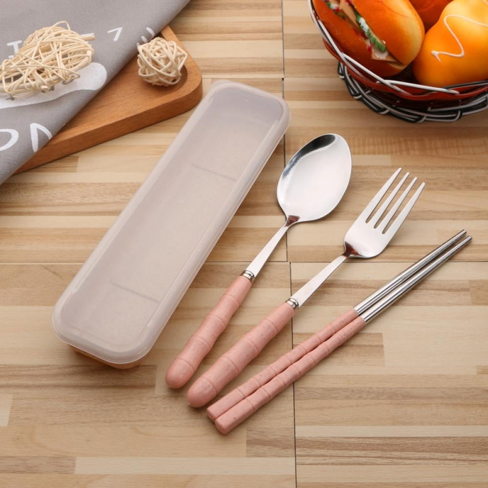 Reusable Utensils with Case, Travel Portable Fork Spoon Chopsticks Set ...