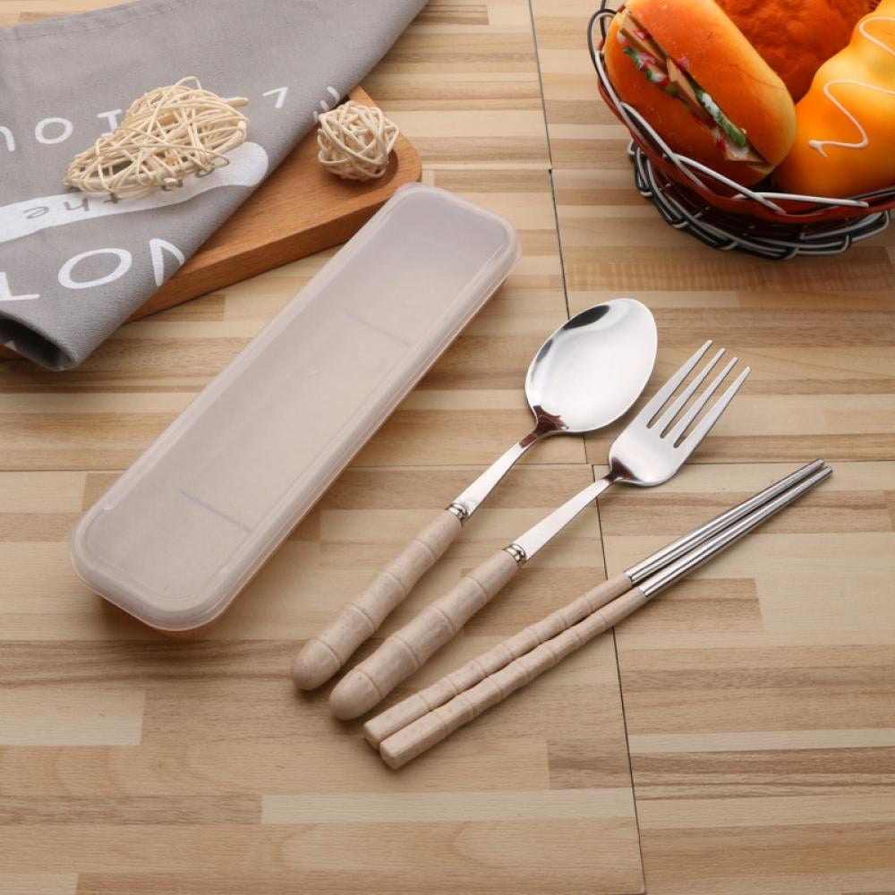 Reusable Utensils with Case, Travel Portable Fork Spoon Chopsticks Set ...