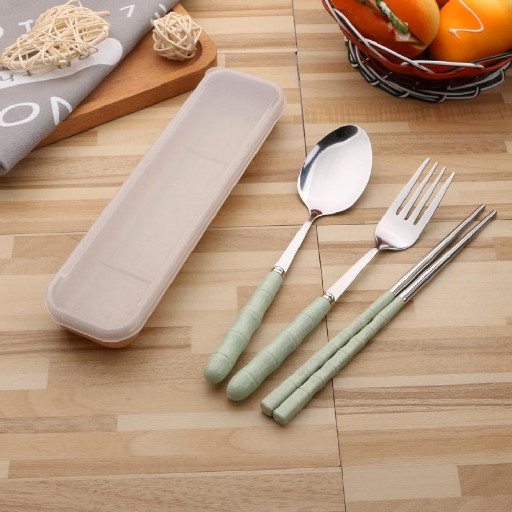 Reusable Utensils with Case, Travel Portable Fork Spoon Chopsticks Set ...