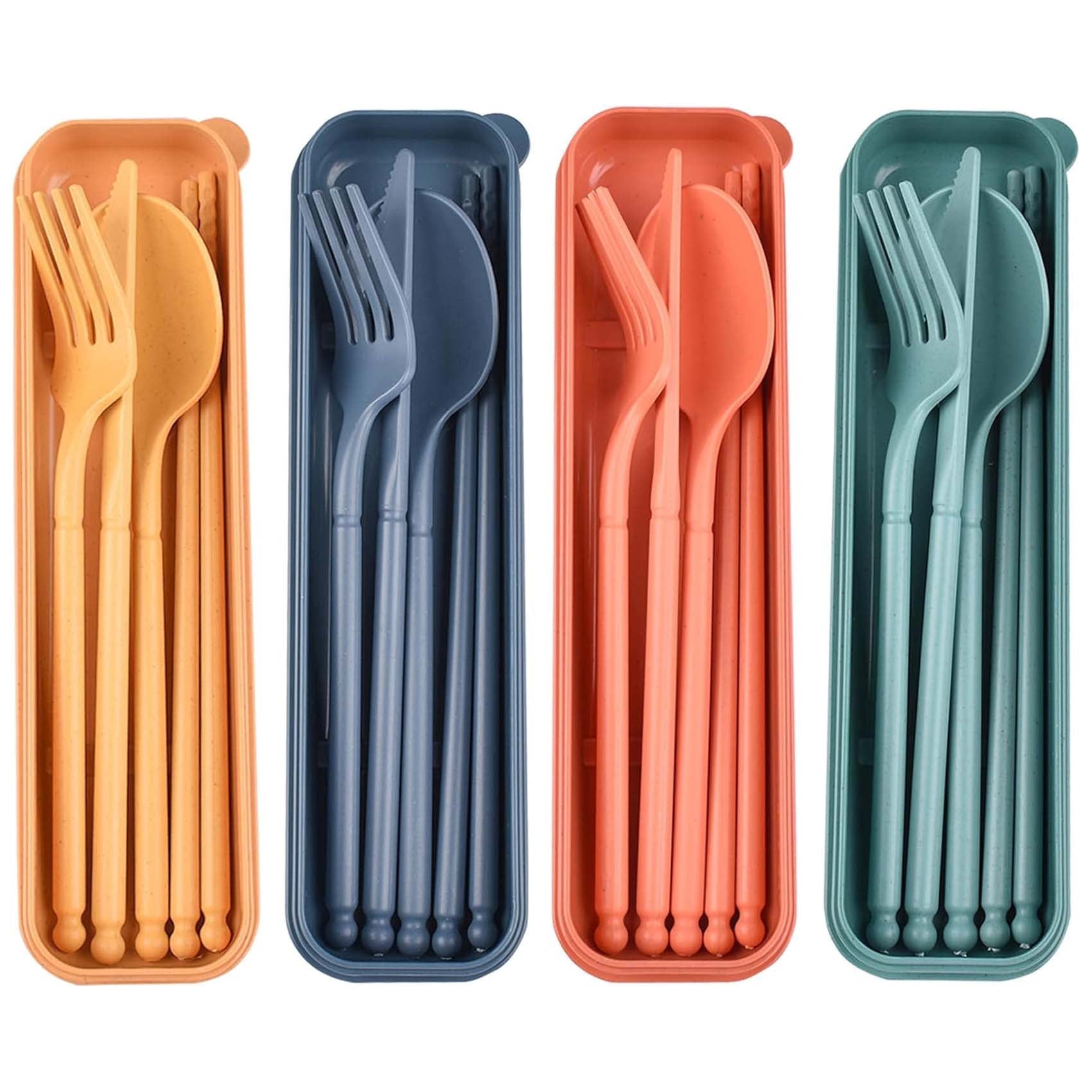 "ZLZLCFZE Reusable Flatware Set, Portable Plastic Utensils with Case ...