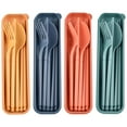 Reusable Utensils Set with Case, Plastic Cutlery Set Forks Spoon ...