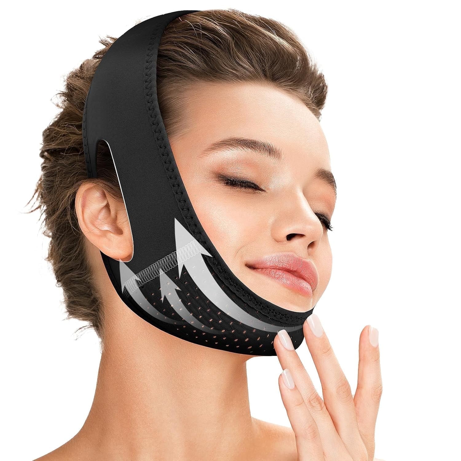 Rongsi Reusable V Line Lifting Mask with Chin Strap for Sleeping,Double ...