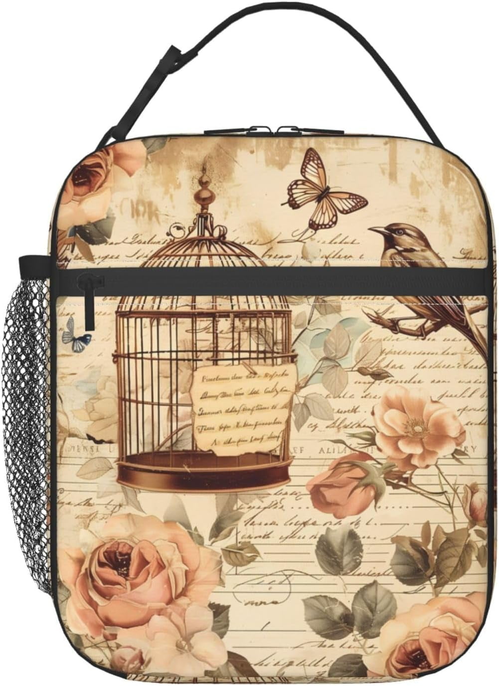 Reusable Vintage Birdcage and Rose Lunch Box for Women Adult Insulated ...