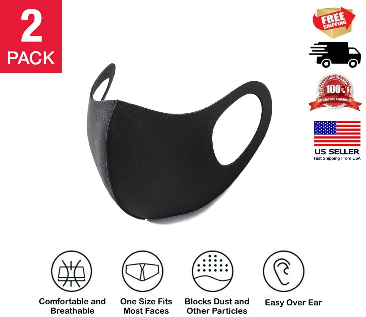 Reusable Washable Polyester Face Covering Mask Water Resistant For Men ...