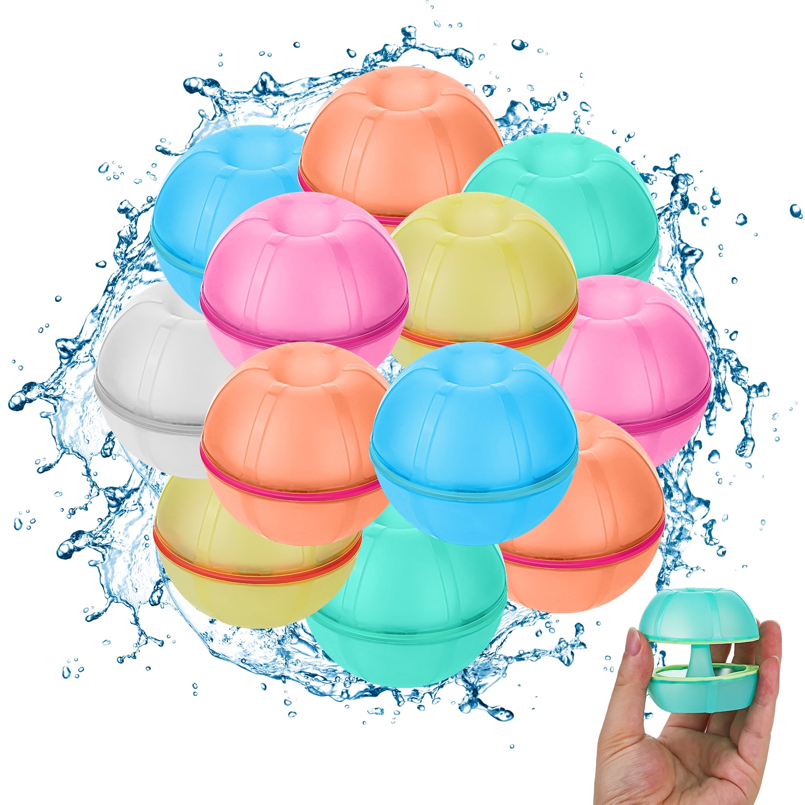 Reusable Water Balloons (12PCS) - Self-Sealing Silicone Splash Balls ...