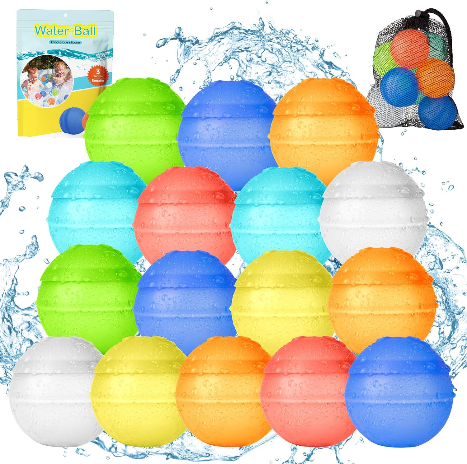 ASFORT Reusable Water Balloons, Latex-Free Silicone, Quick Fill, 28 ...