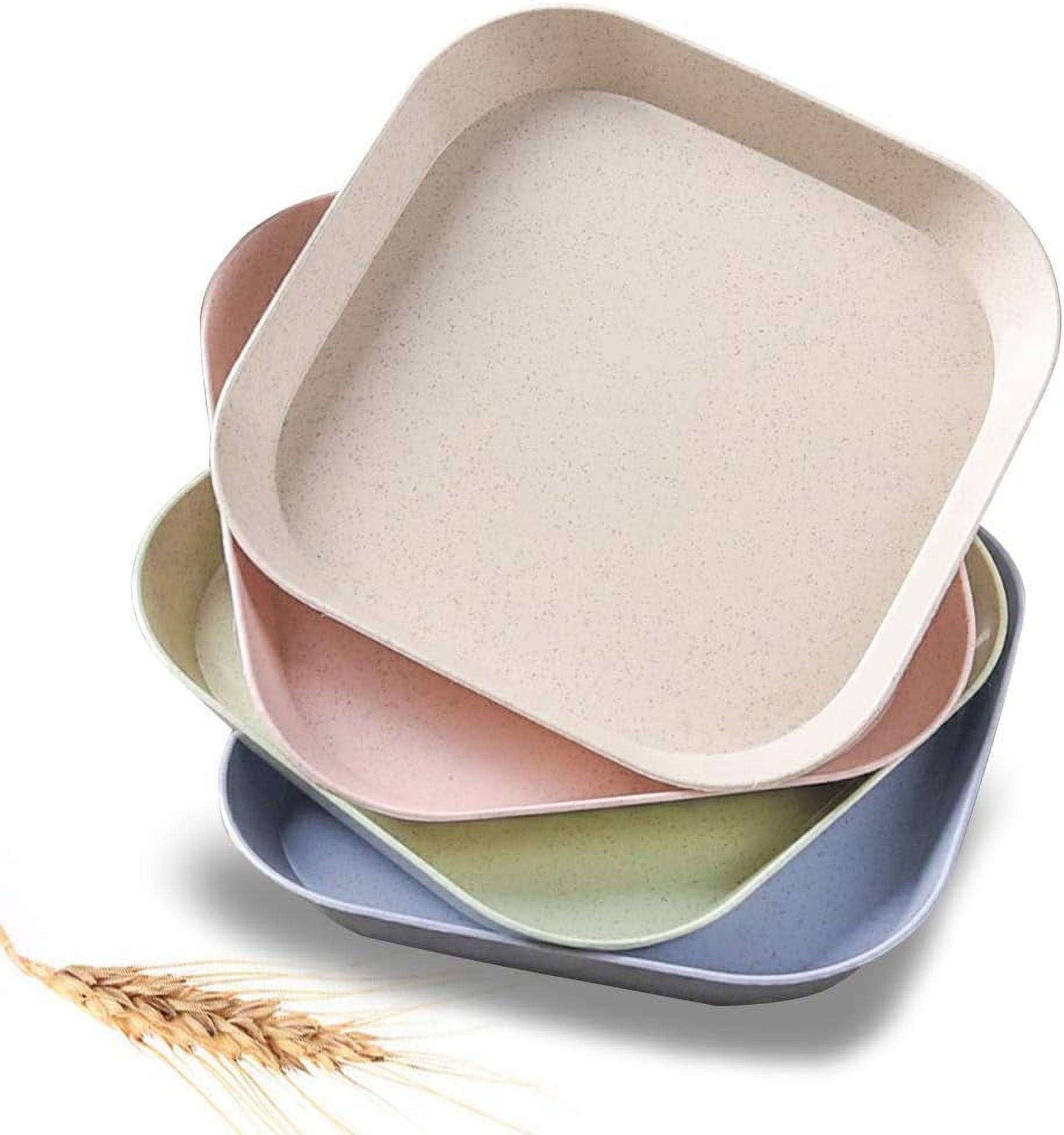 Reusable Wheat Straw Plates, Drop-Resistant Lightweight Space-Saving ...