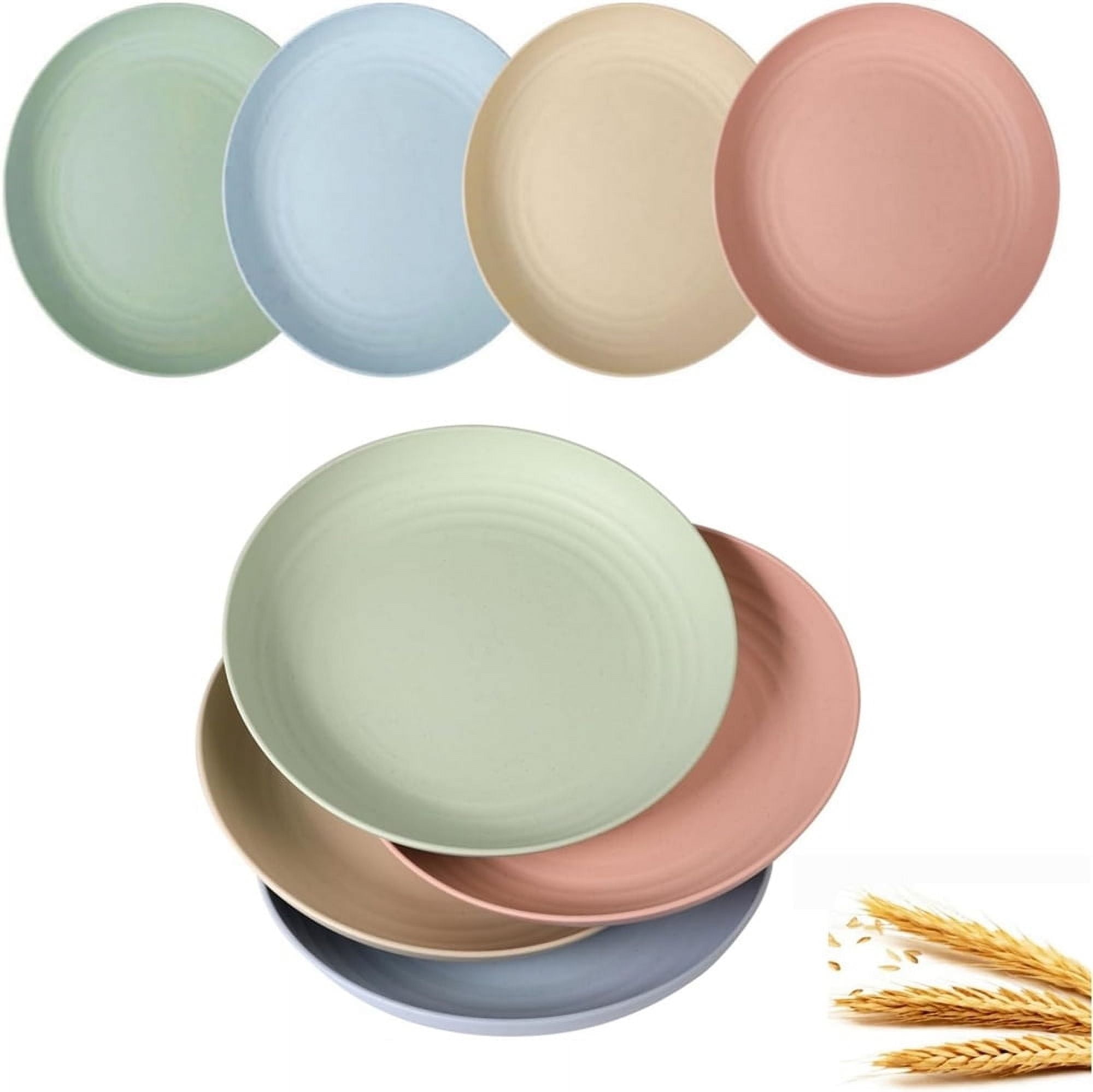 Reusable Wheat Straw Plates,Unbreakable Plastic Plates,Lightweight ...