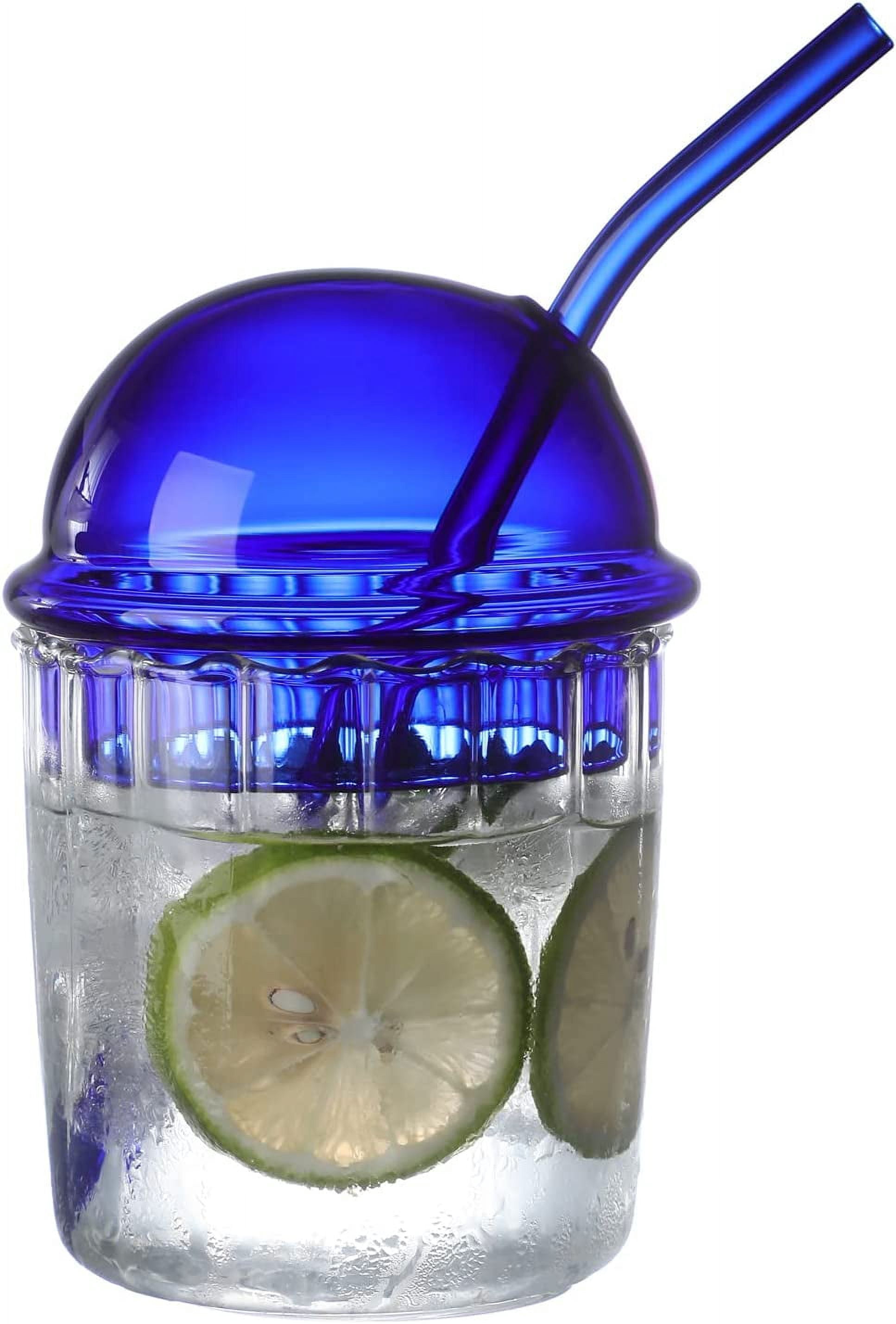 Reusable Wide Mouth Smoothie Cups Glass Dome Lid & Straw 15oz Perfect ...