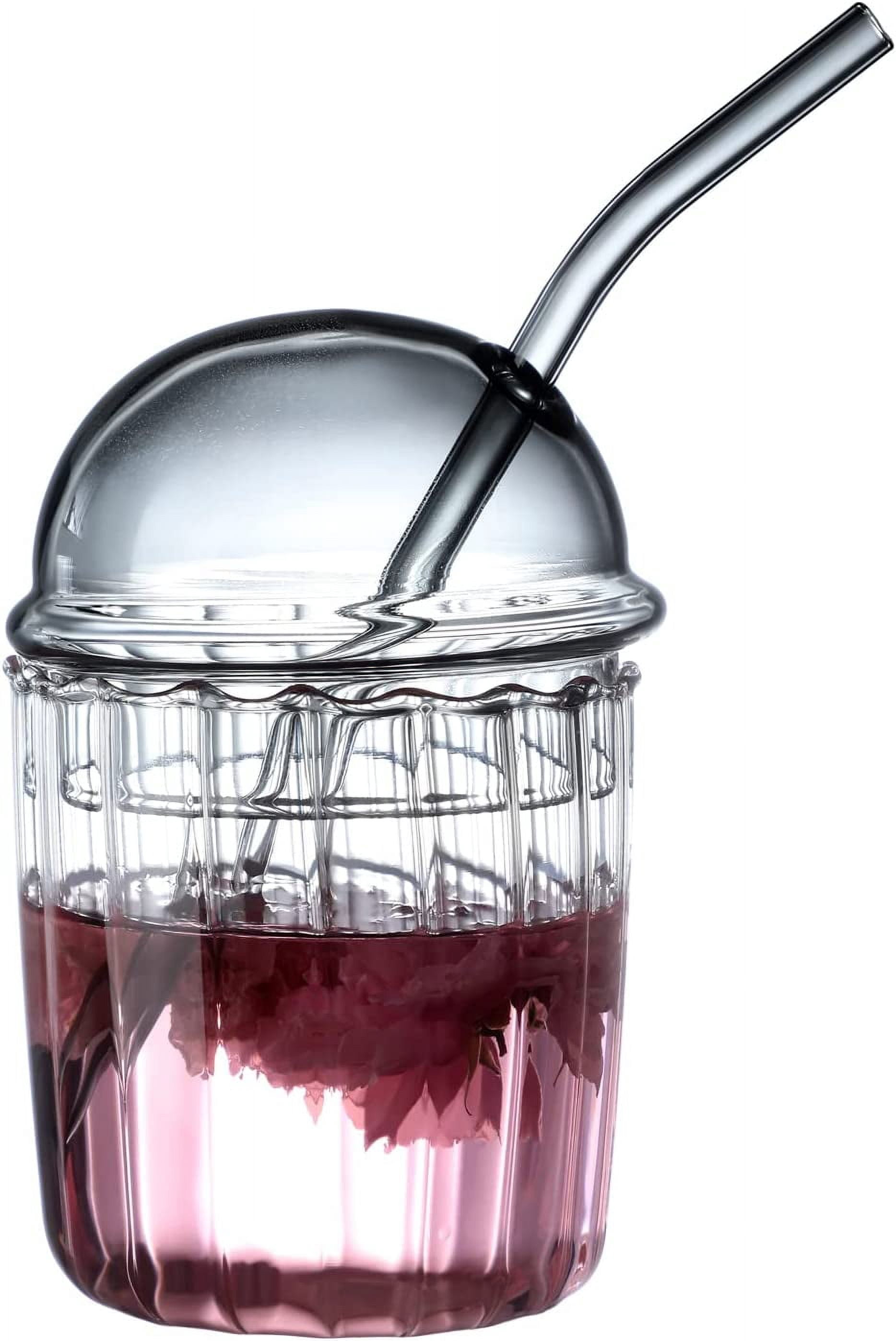 Reusable Wide Mouth Smoothie Cups Glass Dome Lid & Straw 15oz Perfect ...