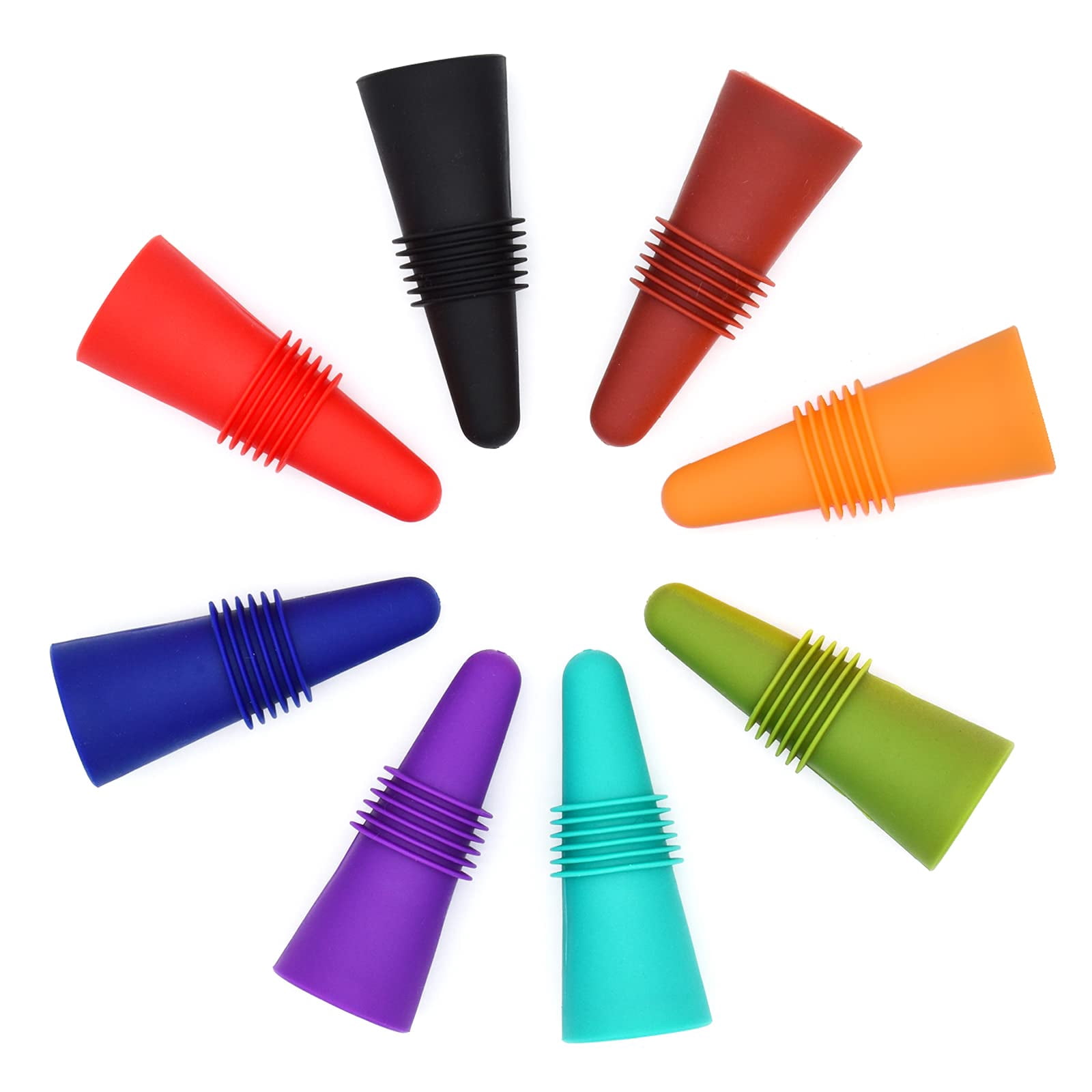Reusable Wine Stoppers 8 Pack, Silicone Bottle Corks for Champagne ...