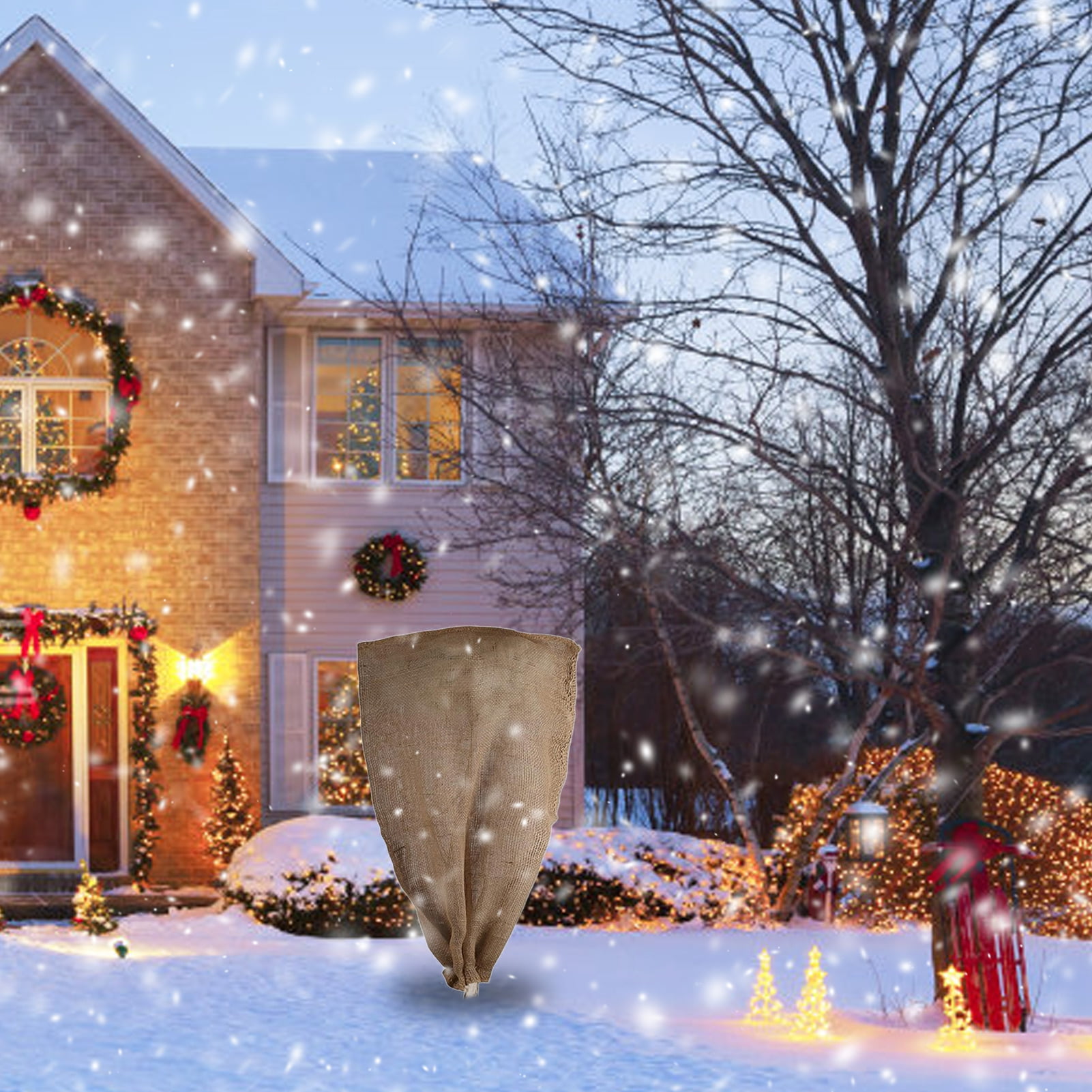 Reusable Winter Plant Covers - 6Pcs Burlap Frost Cloth with Drawstring ...