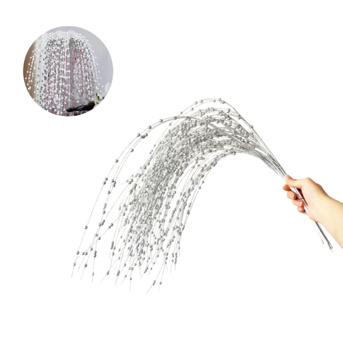 Reusable Xmas Decorative Bead Sticks,QZS Silver Christmas Home Decor ...