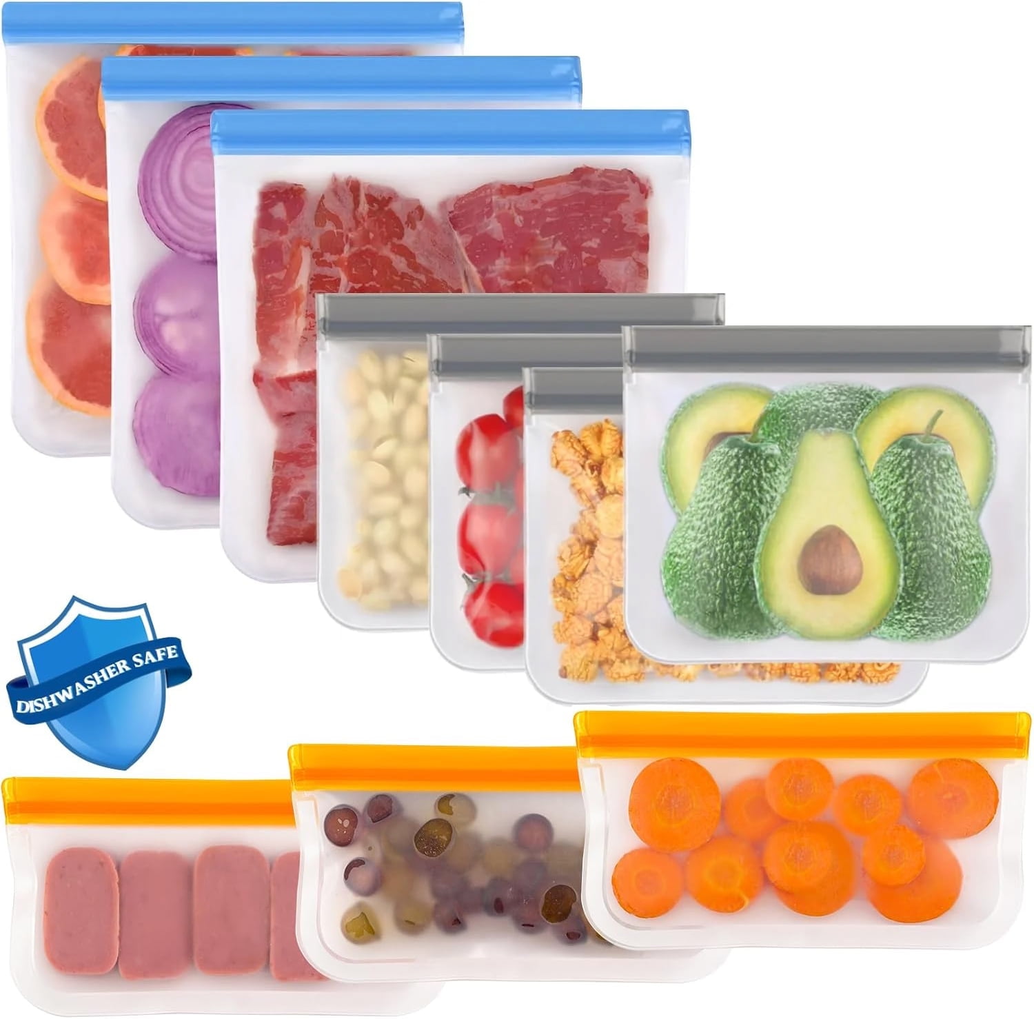 Reusable Ziplock Bag for Food Storage Fridge Organiser 10 Pack Extra ...
