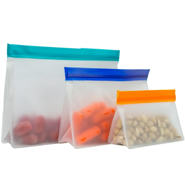 Reusable Ziplock PEVA Food Storage Bags Resealable Plastic Flat ...