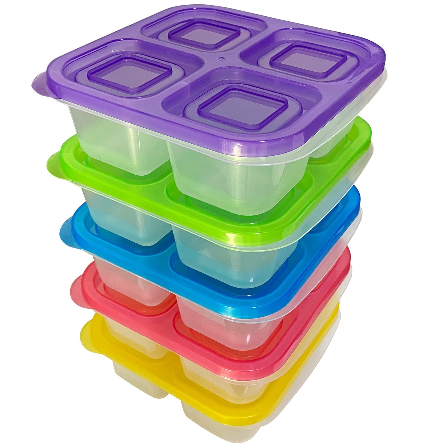Reusable boxes, 5 pcs storage containers with lids, divided ...