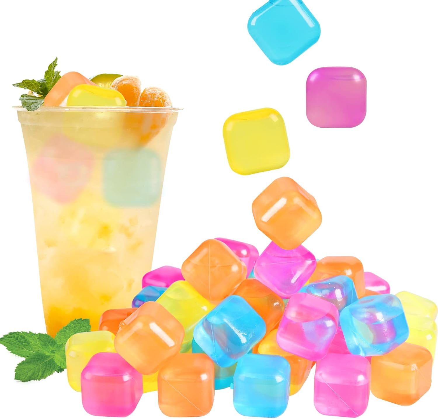 Reusable ice cubes, colored plastic cube ice cubes, washable and ...