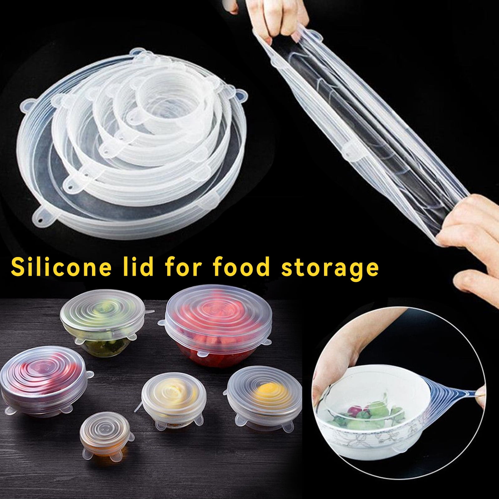 Reusable silicone stretch lid for food storage in the fridge - Walmart.com