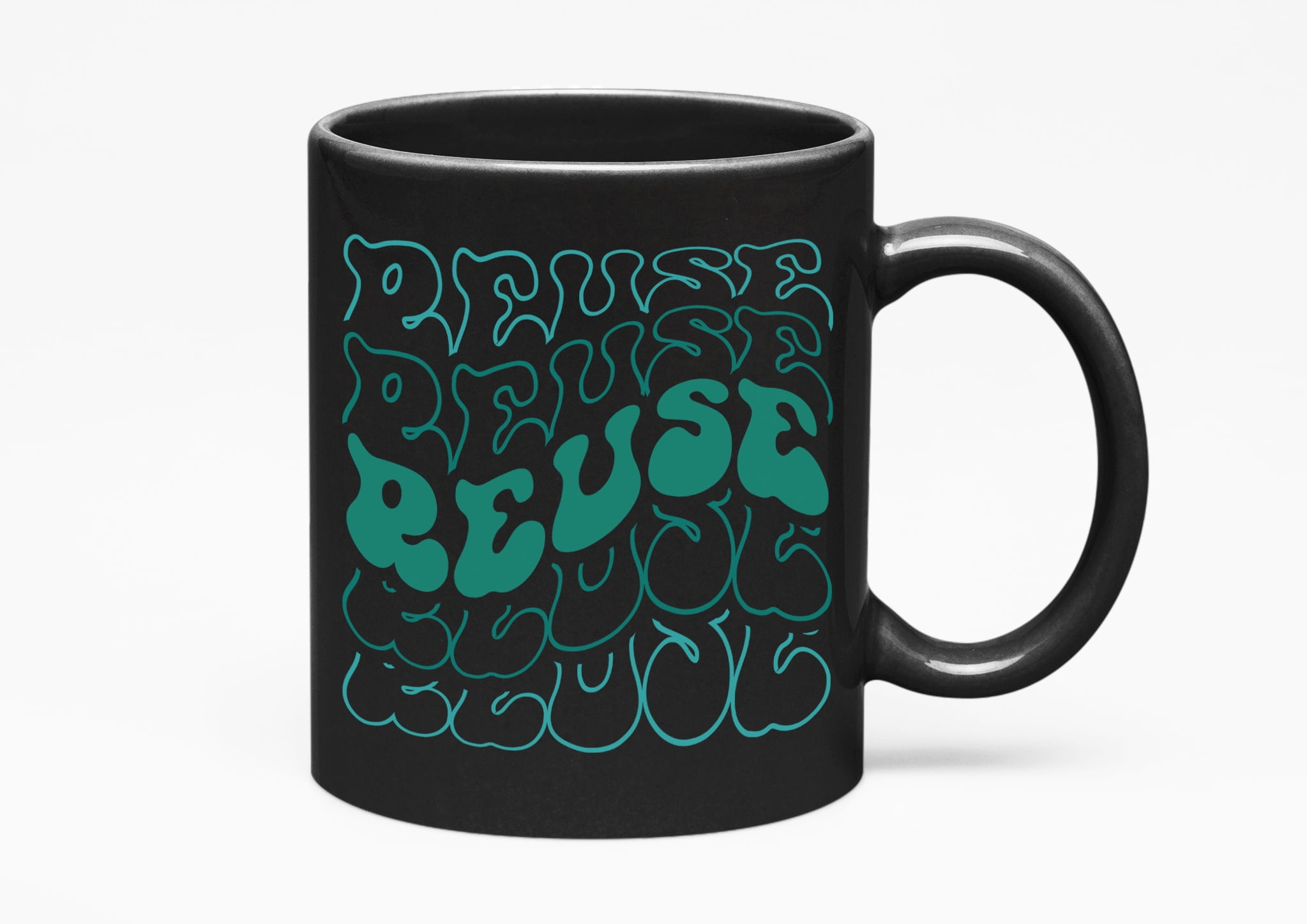 Reuse, Caring, the Environment Themed, Groovy Retro Wavy Text Merch ...