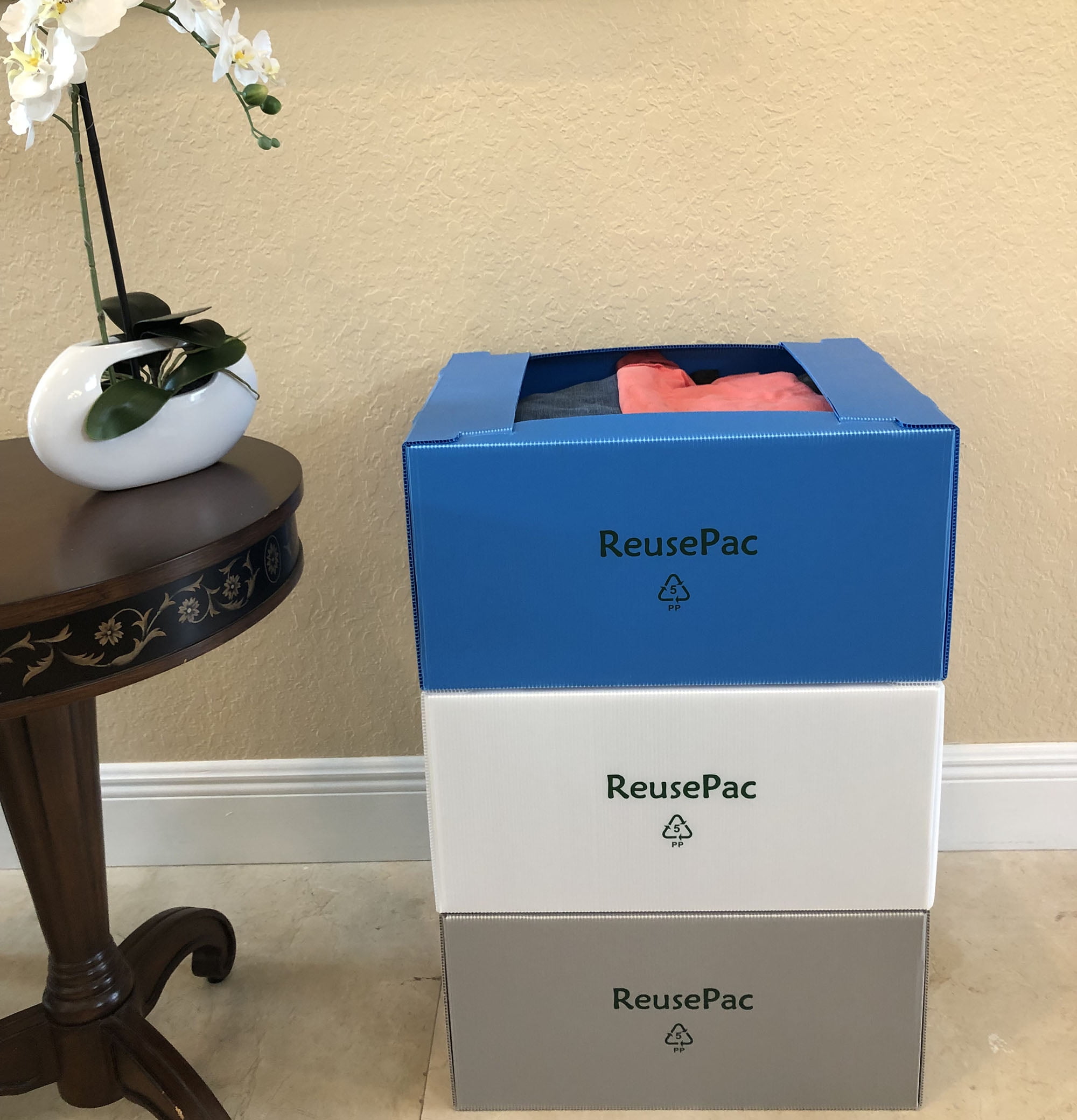 ReusePac Stackable Corrugated PP Box Replacing Furniture 20x16x10in 4 ...