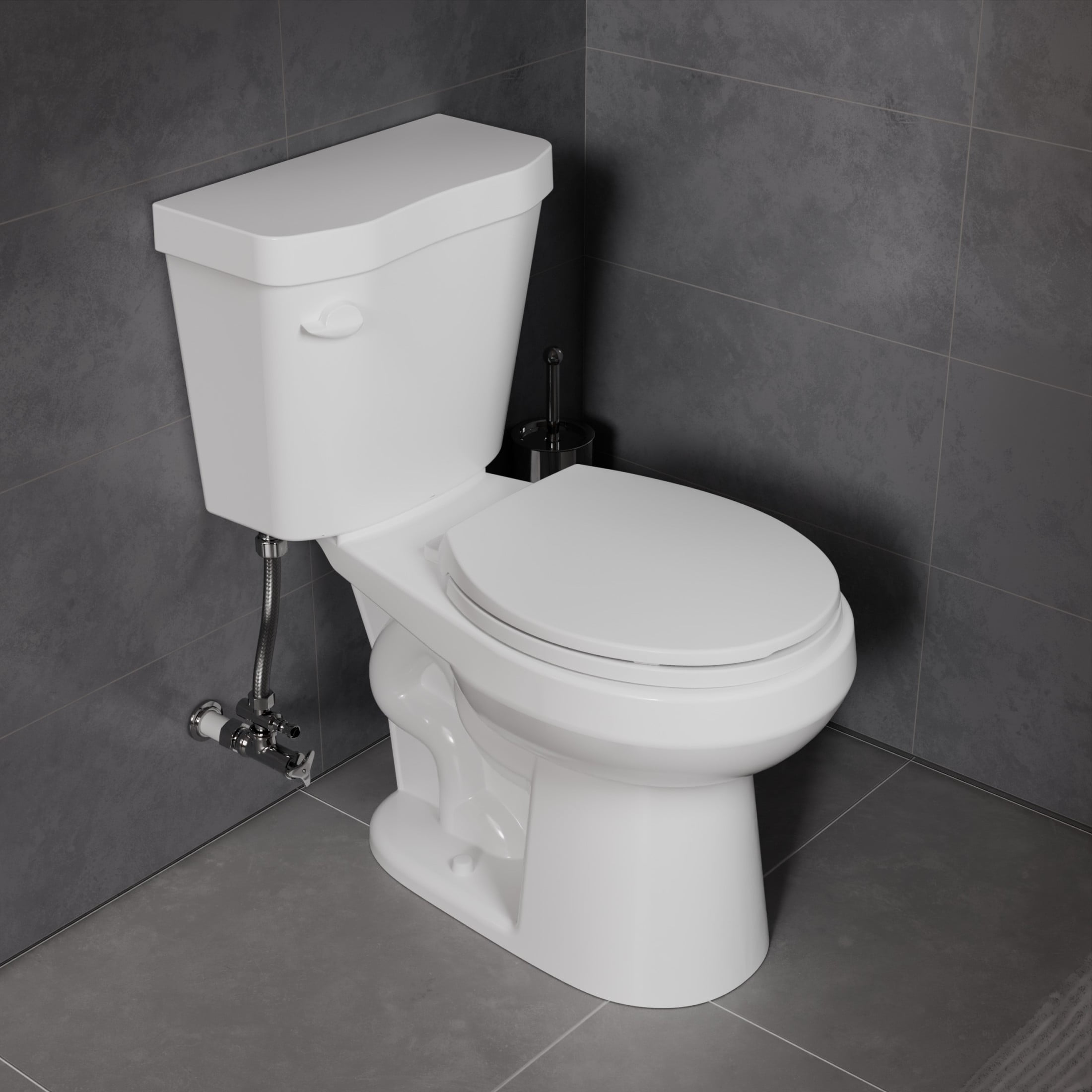 Rev 12 inch 2-pieces 1.28 GPF Siphon Round Ceramic Toilet in White Soft ...
