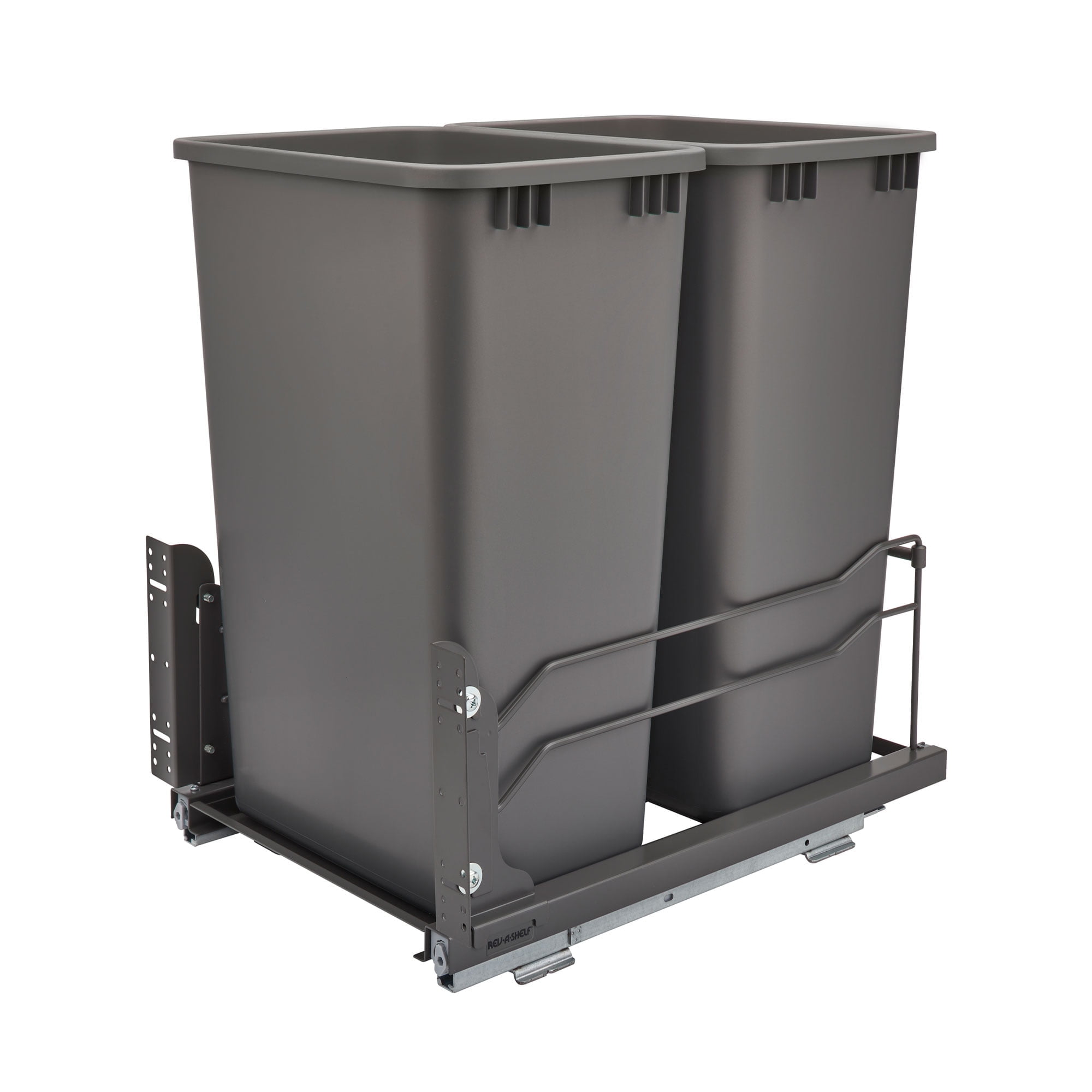 Rev-A-Shelf Double 50 Qt Pull Out Trash Slide Bin, Soft-Close Steel ...
