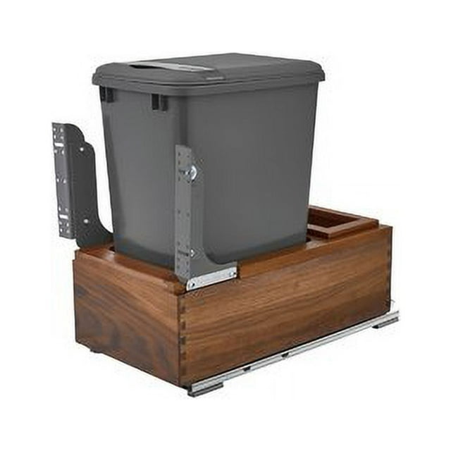 Rev-A-Shelf Single 50Qt Walnut Waste Container Pull Out/Under Counter ...