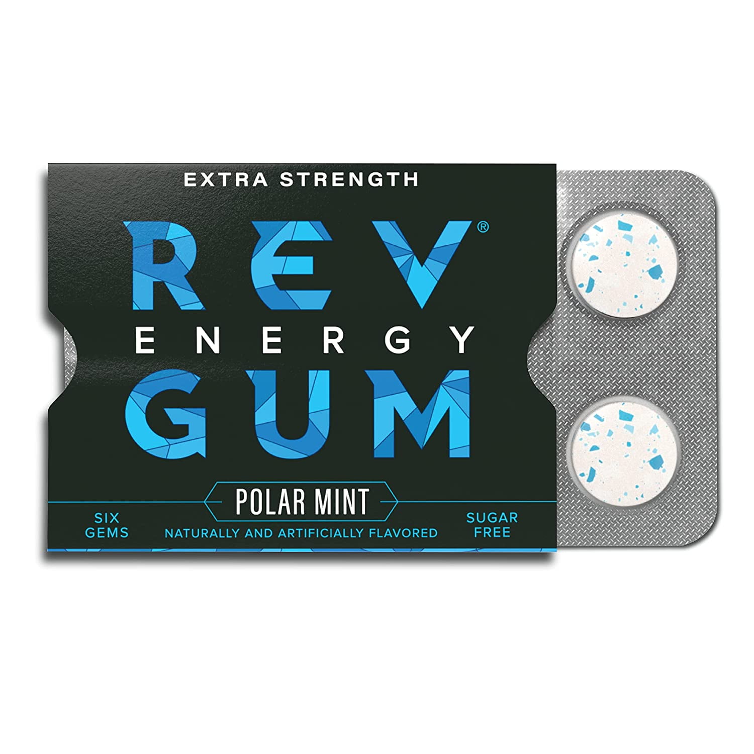 Rev Gum Sugar Free Extra Strength Polar Mint Energy Gum, 12 Packs. 72 ...