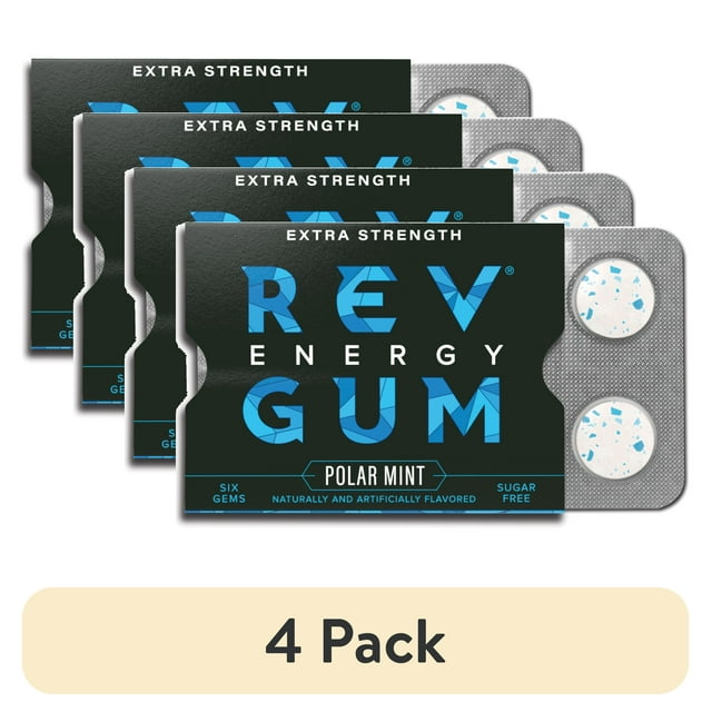 Rev Gum Sugar Free Extra Strength Polar Mint Energy Gum, 6 Pieces ...