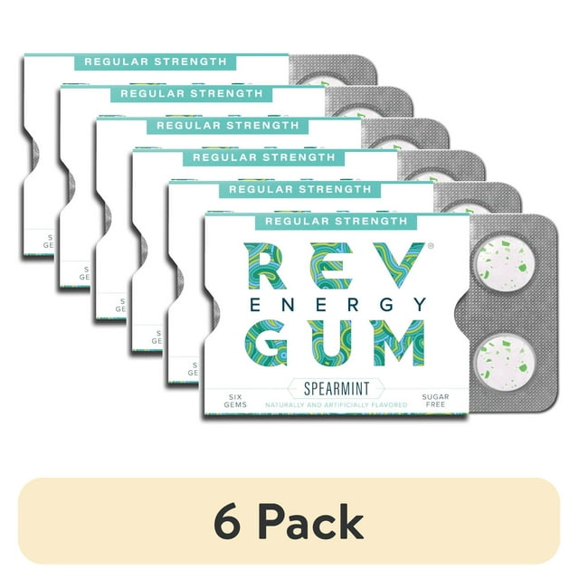 (6 pack) Rev Gum Sugar Free Spearmint Energy Gum, 6 Pieces - Walmart.com