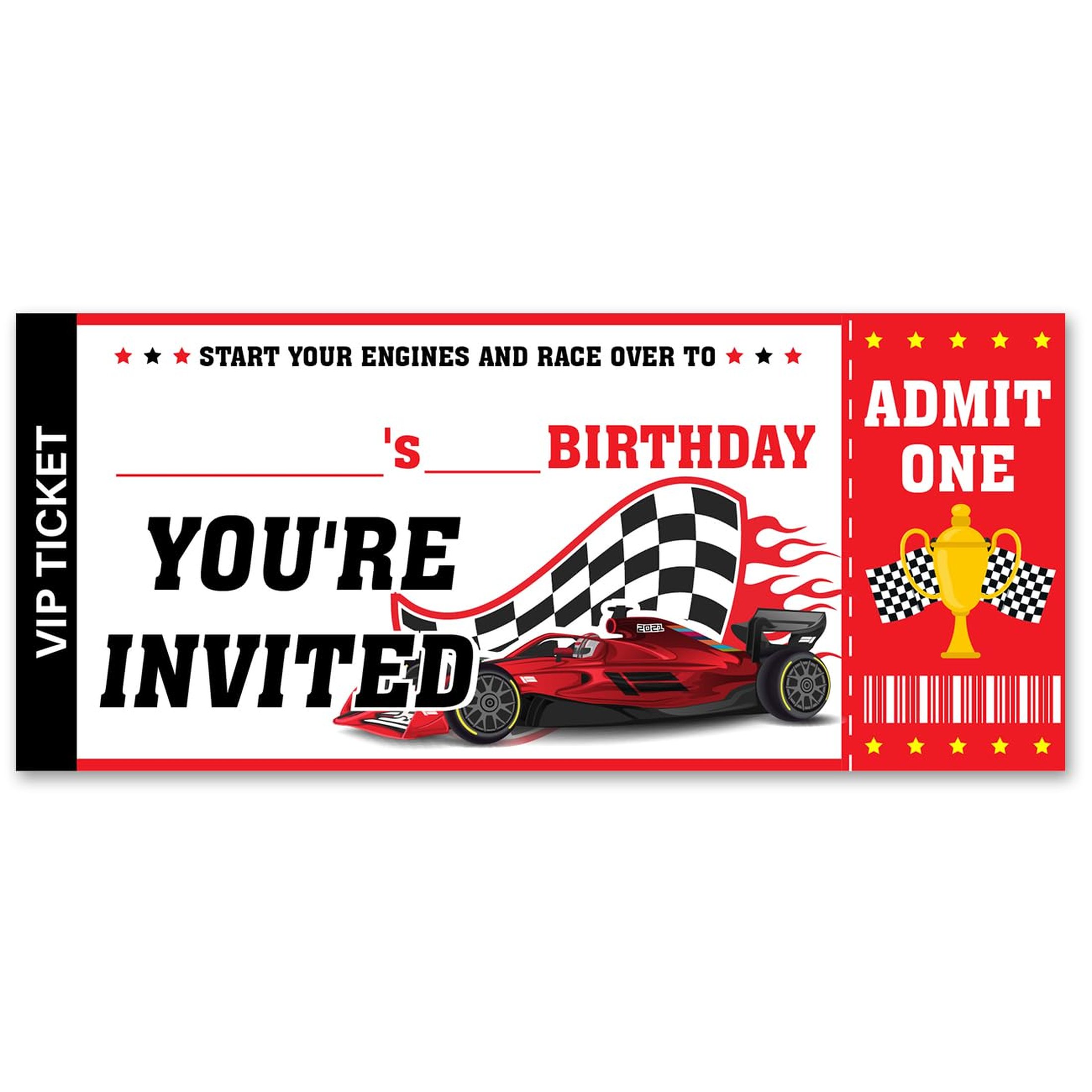 Rev Up Your Celebration: 20 Pack Red Car Racing Ticket Invitations with ...