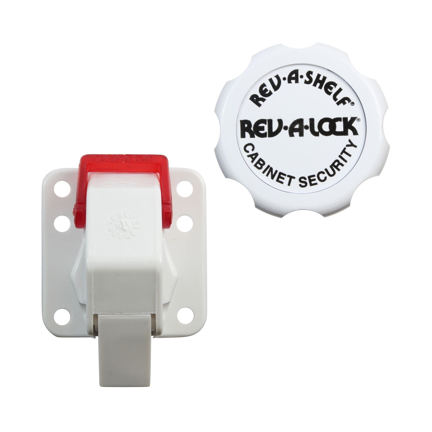 Rev-a-Shelf Rev-a-Lock White Polymer Cabinet Door Security Safety Latch ...