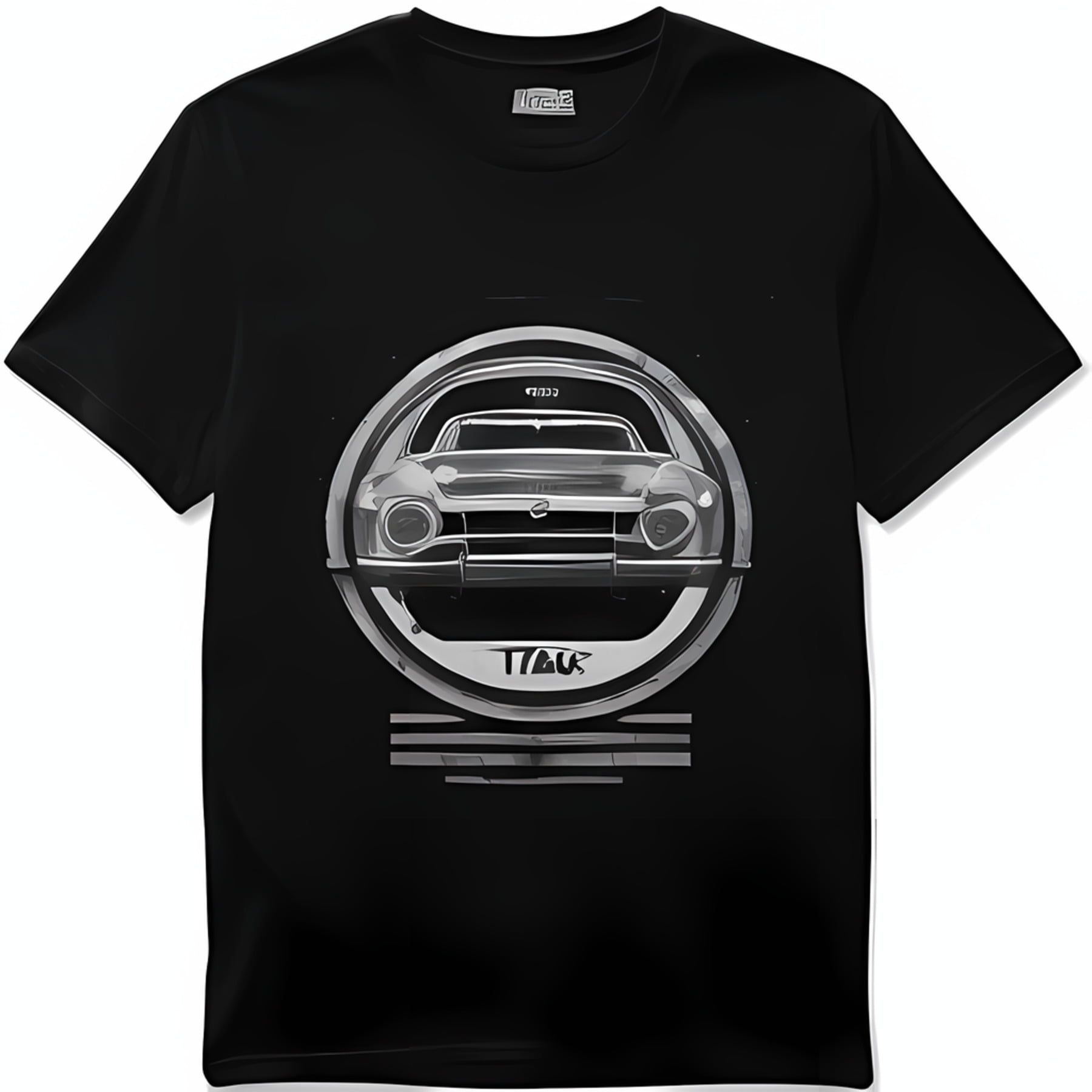 Rev up your style with our Vintage Car Chest Graphic Black T-Shirt A ...