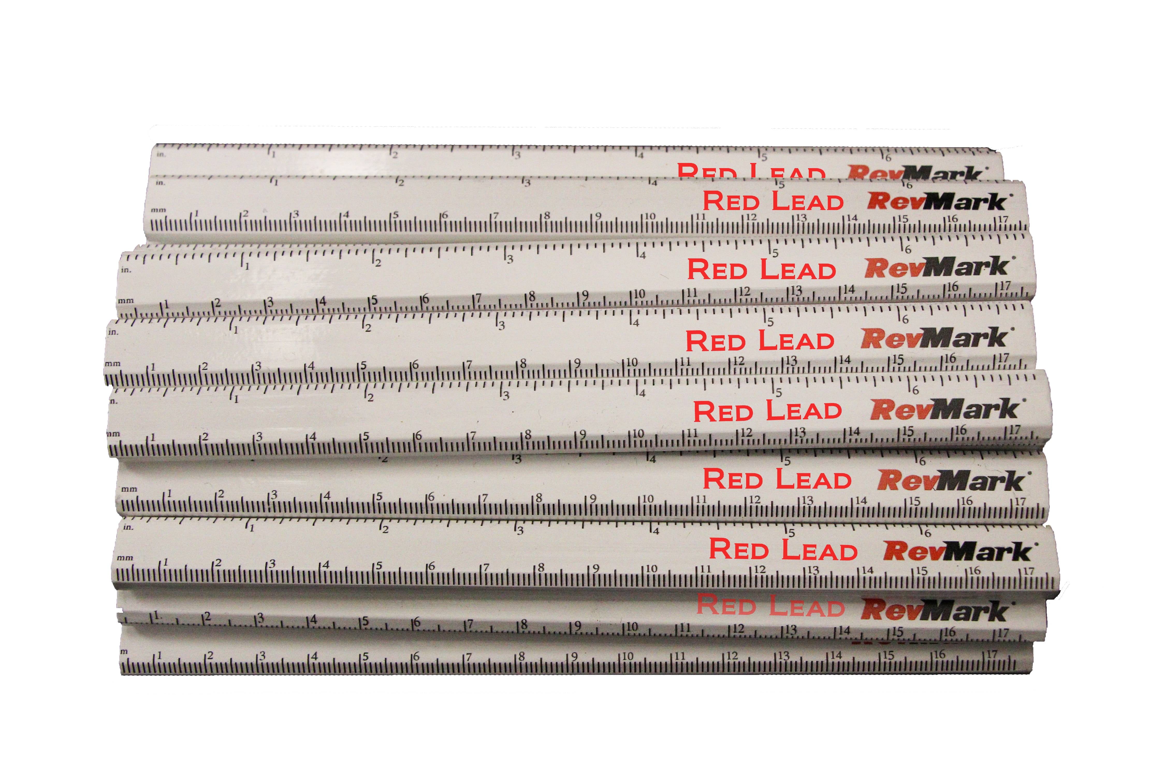 RevMark Carpenter Pencil 24 Pack White with Red Lead and Printed Ruler ...