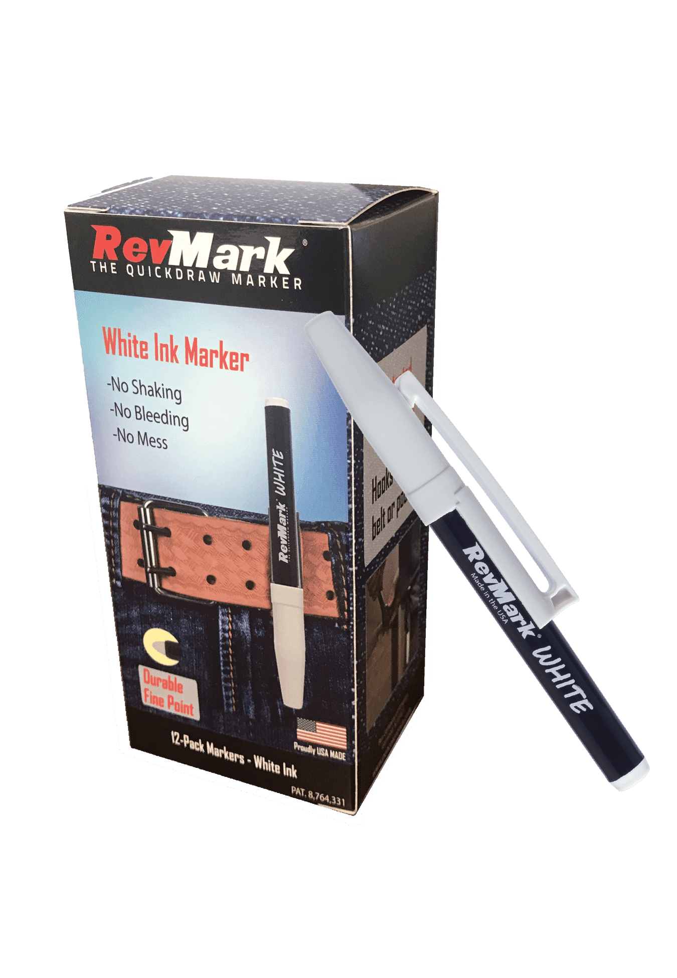 RevMark White Ink Industrial Marker, 12 Pack, Quick-Drying Fine Point ...