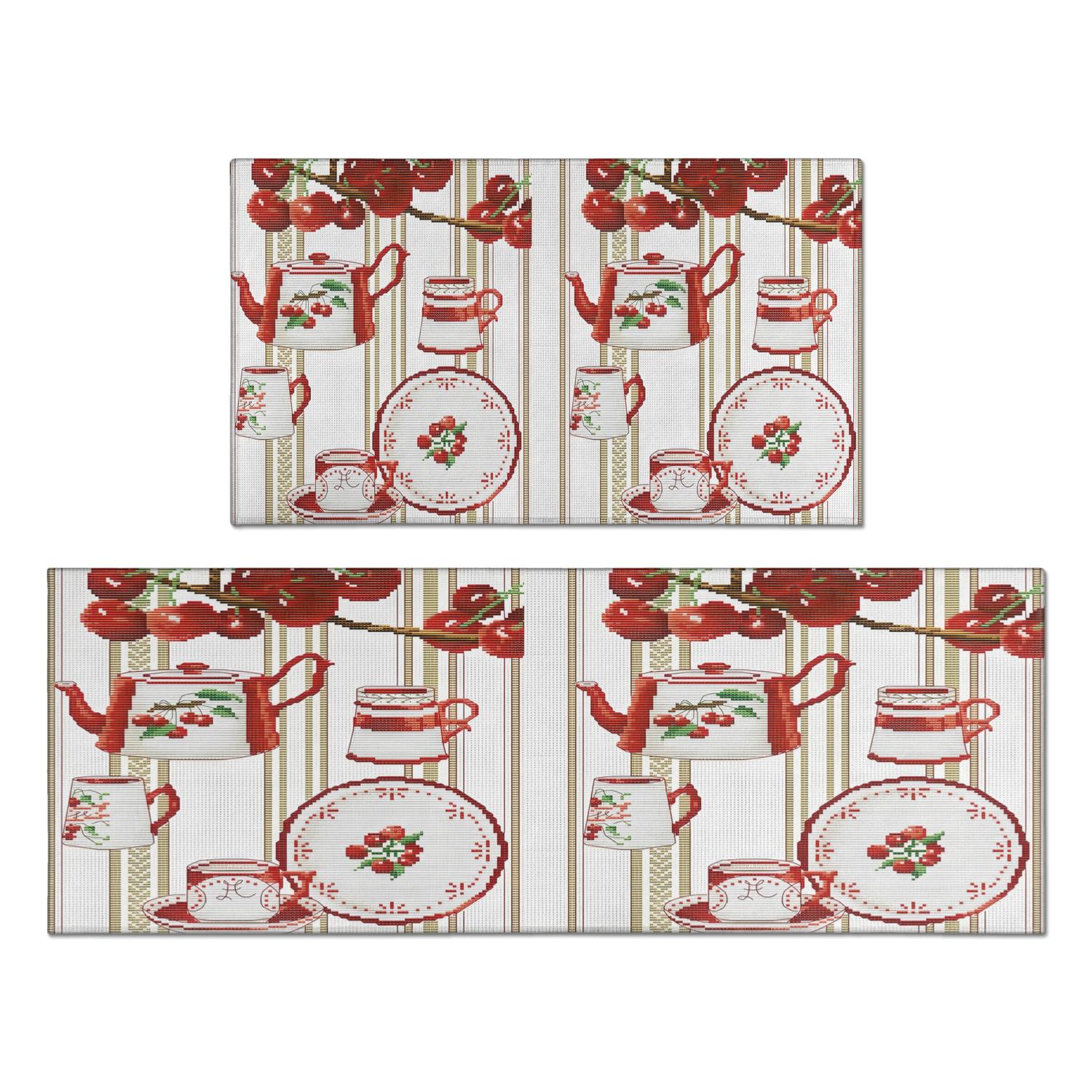 Revamp Your Space 2-Piece Fall Fruit Kitchen Rugs, Vintage Farmhouse ...