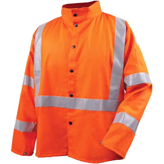 Revco JF1012-OR 30" Hi-Vis 9 oz. Flame Resistant Cotton Welding Jacket ...