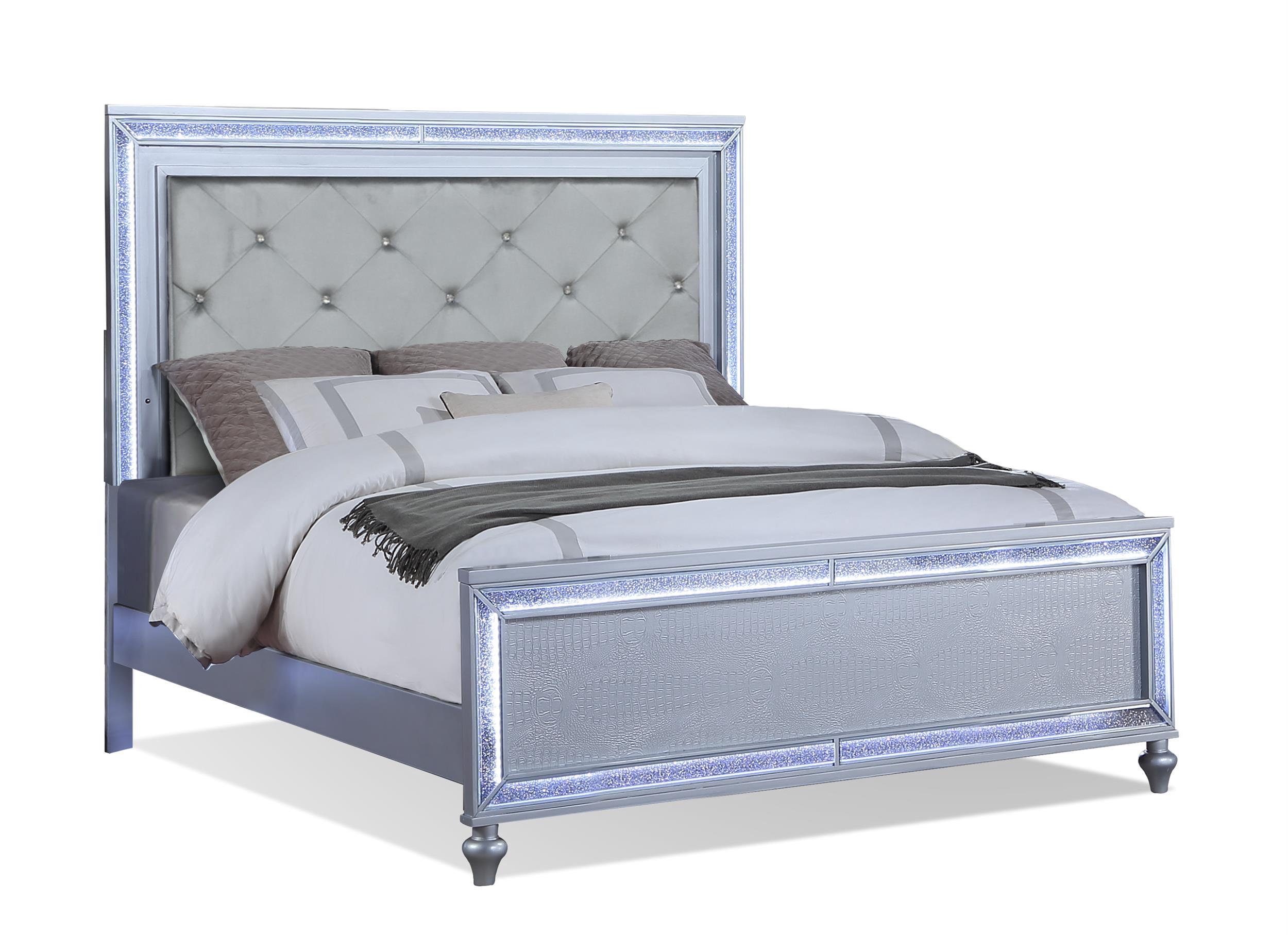 Reve & Belle Crystal Tufted Headboard w/LED lights Queen Bed Frame ...