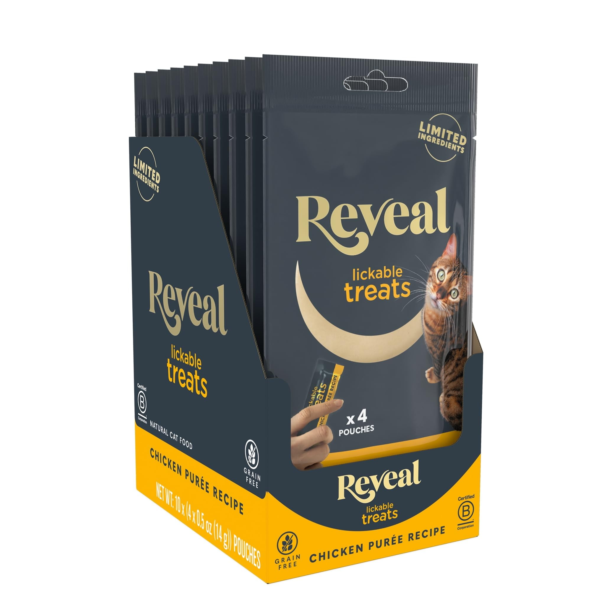 Reveal Lickable Cat Treats, Natural PurÃ©e Treats for Cats, Grain Free ...