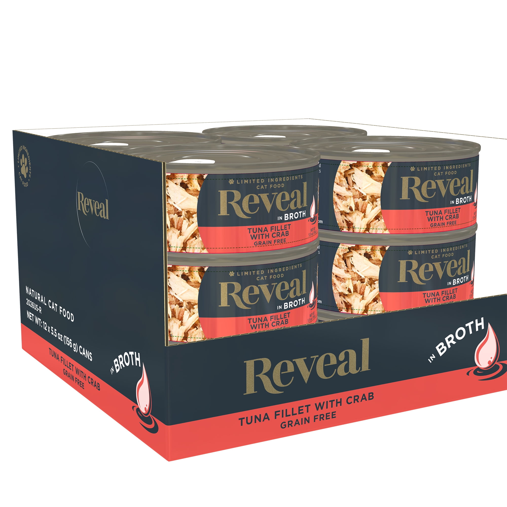 Reveal Healthy Natural Wet Cat Food, Tuna Fillet with Crab, 12 Pack, 5 ...