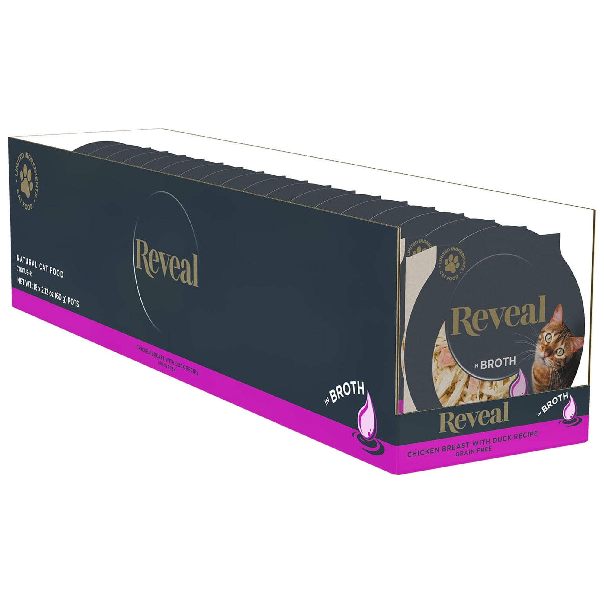 Reveal Natural Wet Cat Food, 18 Pack, Chicken with Duck in Broth, 2 ...
