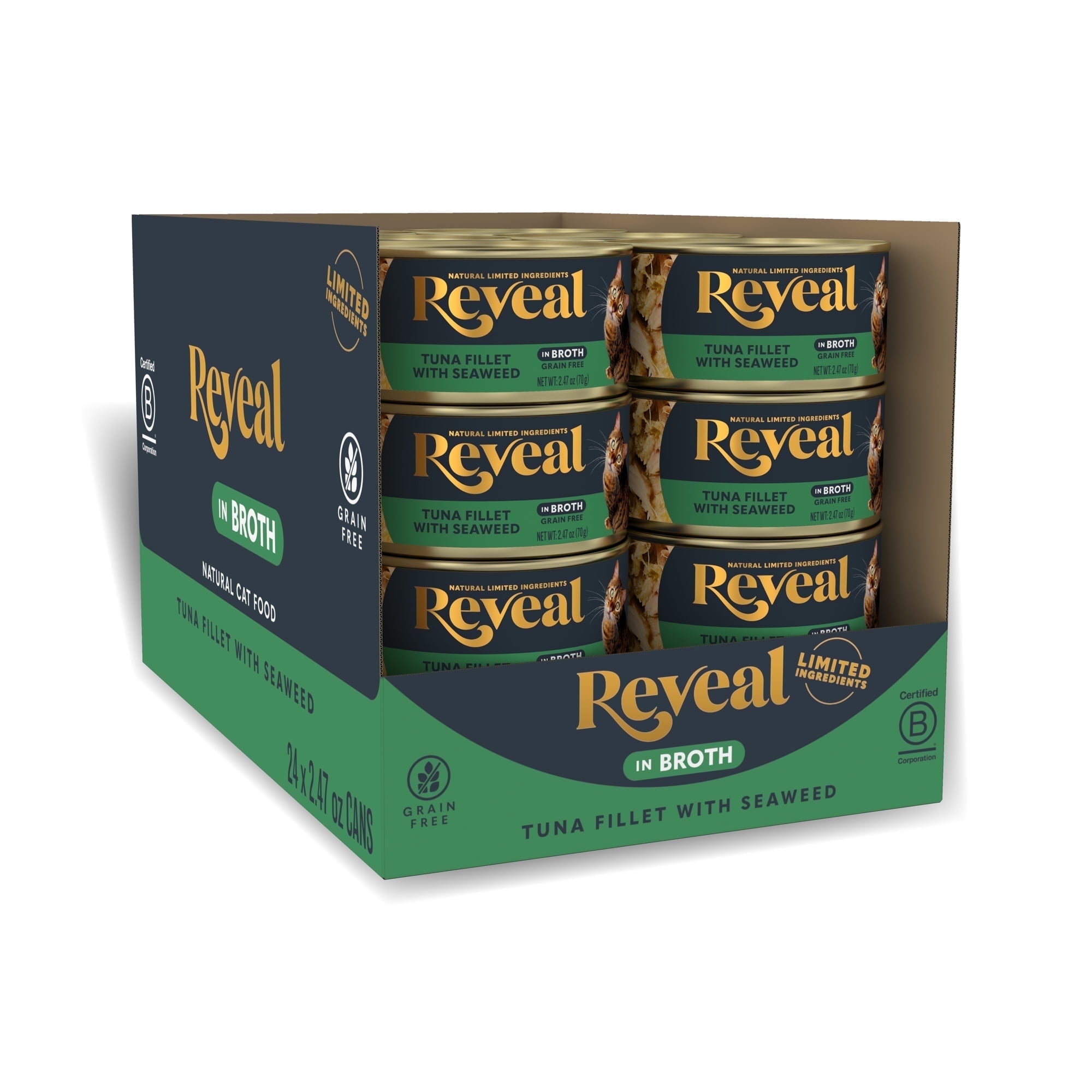 Reveal, Wet Cat Food, Tuna Fillet with Seaweed in Broth, 2.47 oz cans ...