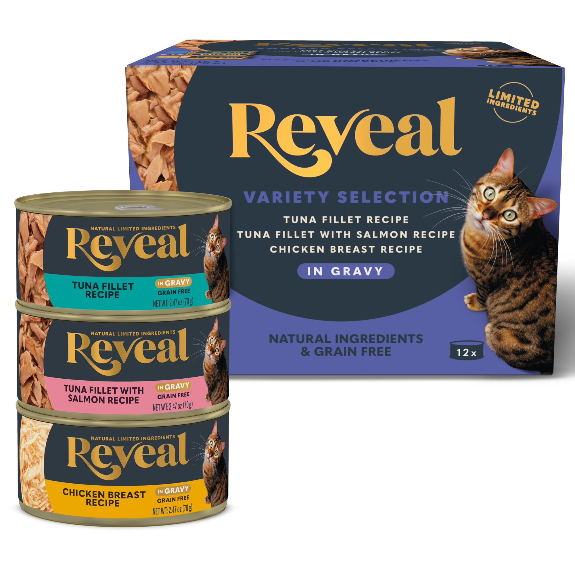 Reveal Pet Food Natural Wet Cat Food, Fish & Chicken in Gravy Variety ...