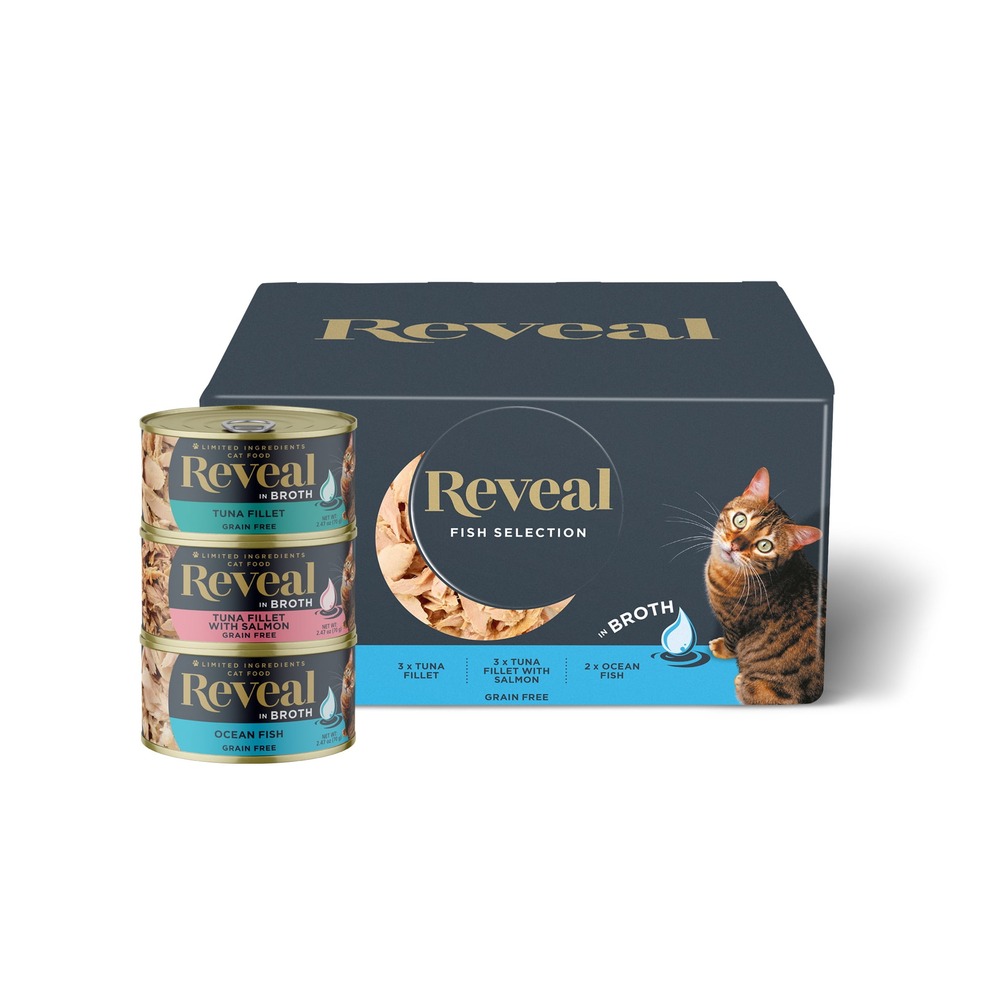 Reveal Natural Wet Cat Food, Fish in Broth Variety Pack, 2.47oz 8 Cans ...