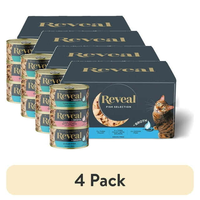 (4 pack) Reveal Natural Wet Cat Food, Fish in Broth Variety Pack, 2 ...