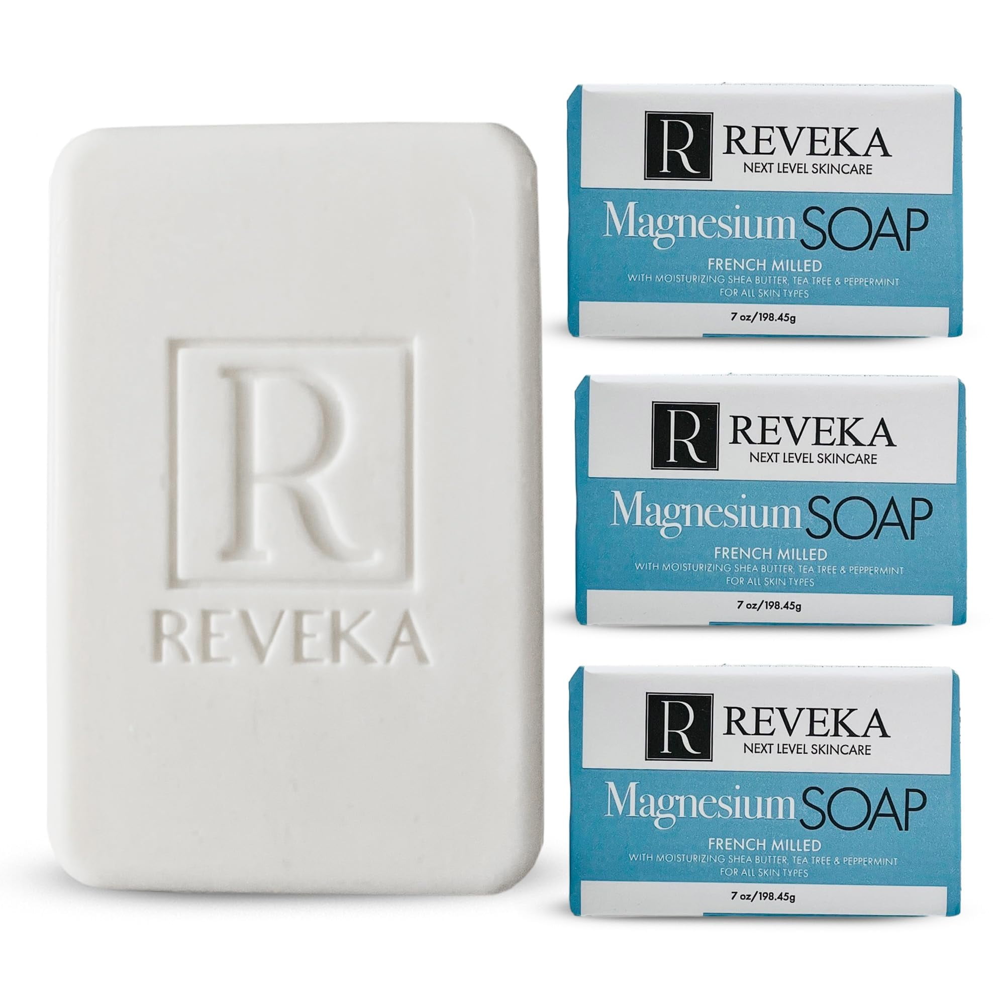 Reveka Skincare Magnesium Soap SAF21 - 4-in-1 Natural Bar for Face ...
