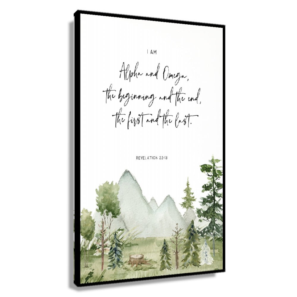 Revelation 22 13 Alpha and Omega Christian Wall Art Watercolor Forest ...